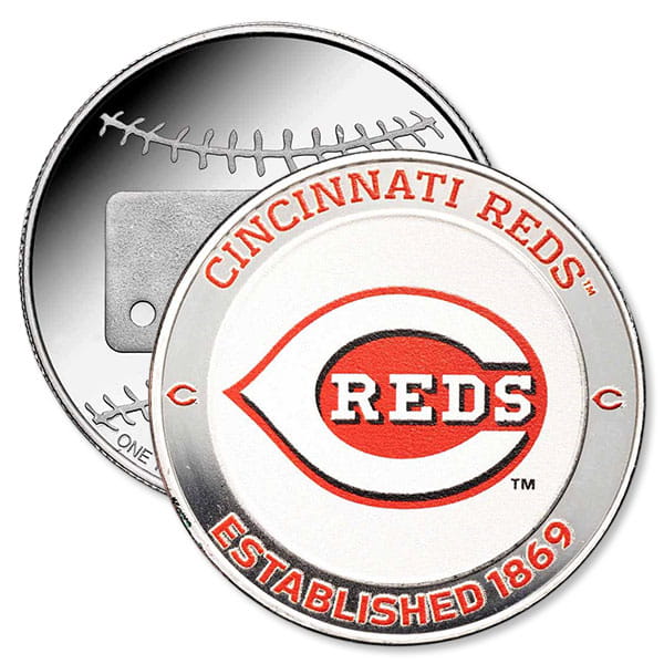 Reds 1 Oz Colorized MLB Silver Round in Capsule w/ Box - .999 Pure