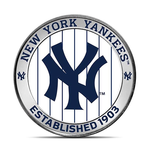 Yankees 1 Oz Colorized MLB Silver Round in Capsule w/ Box - .999 Pure