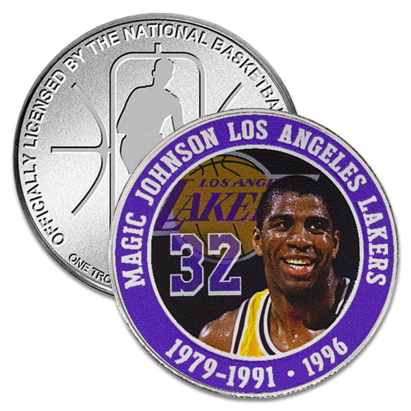 NBA Legend Series: Magic Johnson 1 Oz Colorized Silver Round in Capsule ...