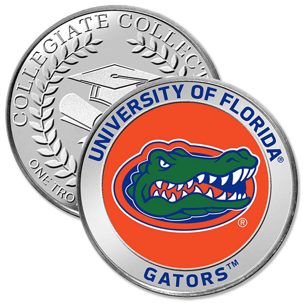 Florida Gators 1 Oz Colorized Silver Round in Capsule w/ Box - .999 Pure