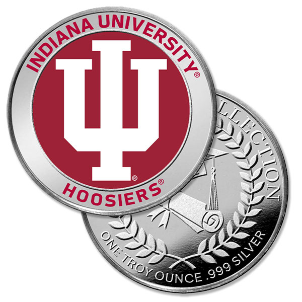 Indiana Hoosiers 1 Oz Colorized Silver Round in Capsule w/ Box - .999 Pure