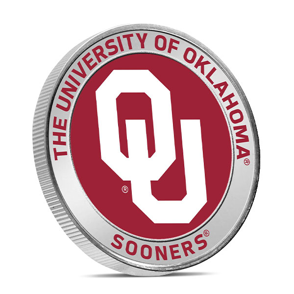 Oklahoma Sooners 1 Oz Colorized Silver Round in Capsule w/ Box - .999 Pure