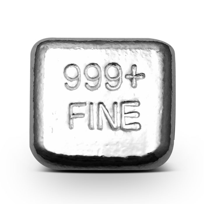Yeager's Poured Silver 1 Troy Ounce Cube, .999 Pure Silver