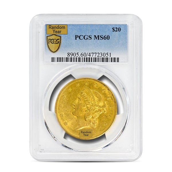 MS60 Graded $20 Liberty U.S. Gold Coin (PCGS / NGC) - Random Dates