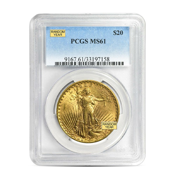 MS61 Graded St. Gaudens $20 U.S. Gold Coin (PCGS / NGC) - Random Dates