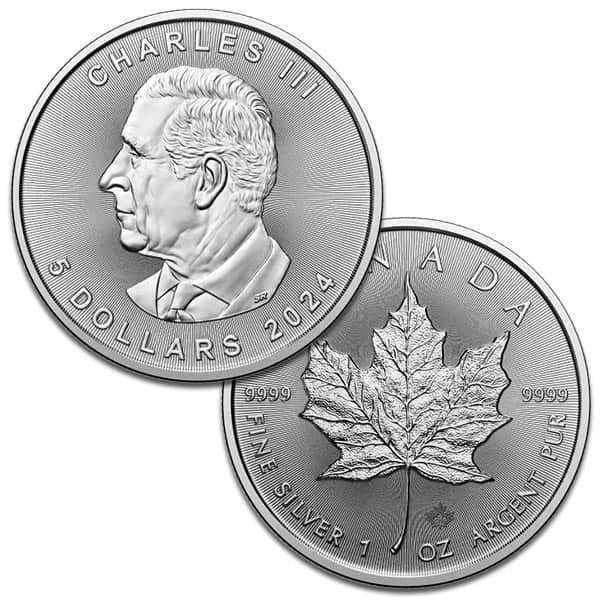 2024 1 Oz Silver Canadian Maple Leaf Coins for Sale - Money Metals