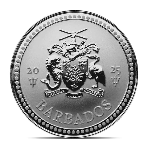 2025 Silver Barbados Trident Coin - 1 Troy Ounce, .9999 Pure