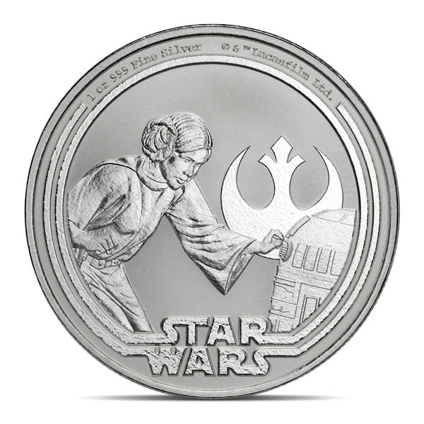 2025 Niue Star Wars; Princess Leia - 1 Oz Silver Coin .999 Pure