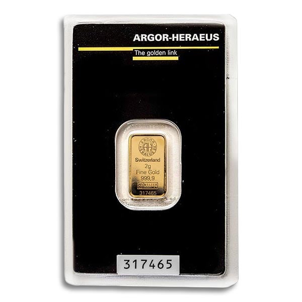 Gold Bar, 2 Gram .9999 Pure