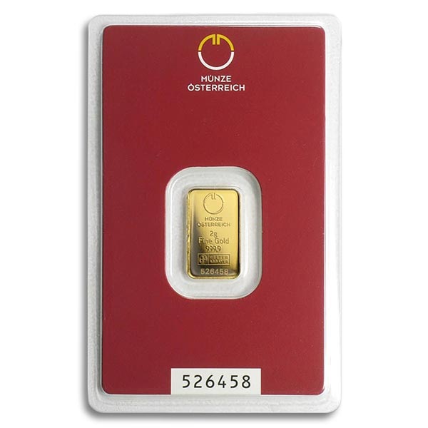 Gold Bar, 2 Gram .9999 Pure
