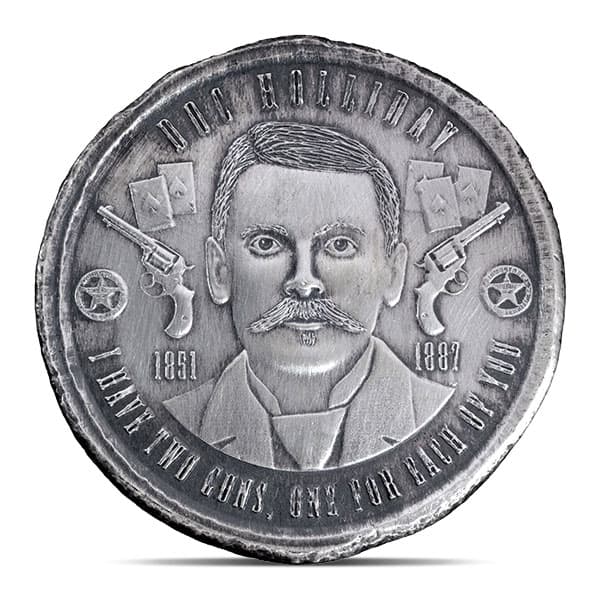 Doc Holliday Silver Round - 2 Troy Ounce, .999 Pure Silver