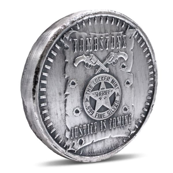 Tombstone Silver Round - 2 Troy Ounce, .999 Pure Silver