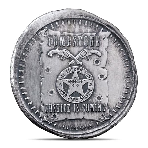 Tombstone Silver Round - 2 Troy Ounce, .999 Pure Silver
