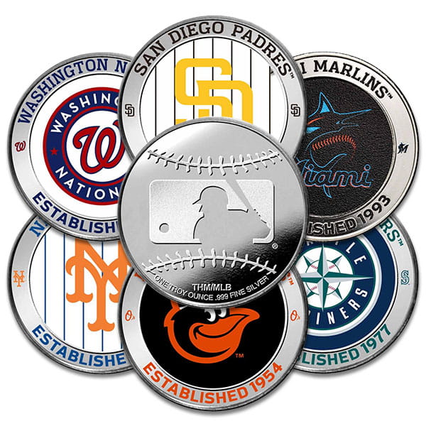All 30 MLB Teams Silver Round Set (Colorized) - 30 x 1 Troy Ounce, .999 ...