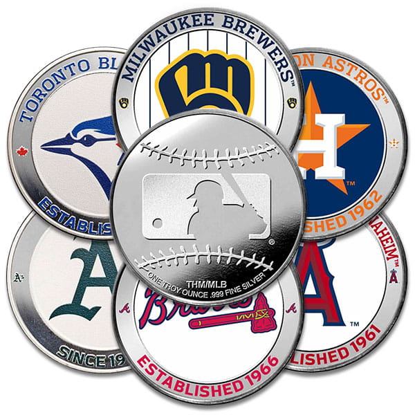 All 30 MLB Teams Silver Round Set (Colorized) - 30 x 1 Troy Ounce, .999 ...