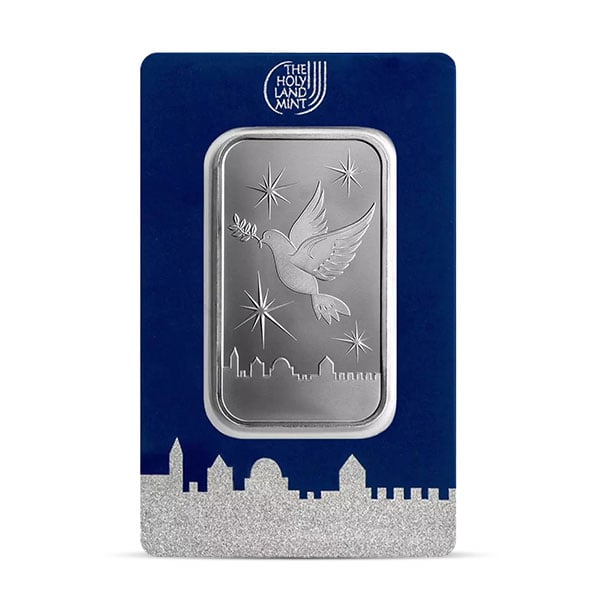 Holy Land Mint Dove of Peace 50 Gram SILVER Bar in Assay, .999 Pure