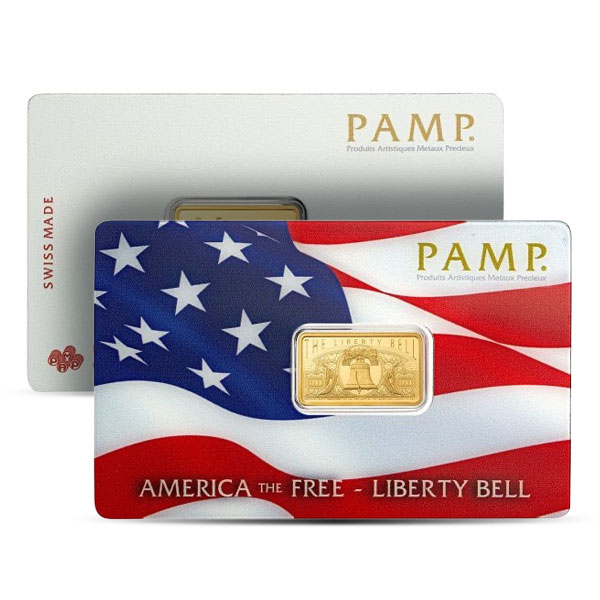 PAMP Suisse America The Free Liberty Bell Gold Bar, 5 Gram, .9999 Pure
