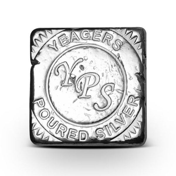 Yeager's Poured Silver 5 Troy Ounce Cube, .999 Pure Silver