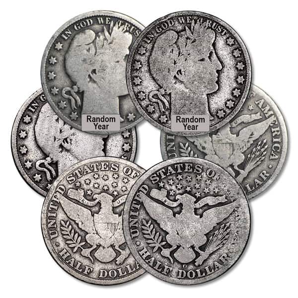 $1 Face Barber Halves (Circulated, Full Dates)