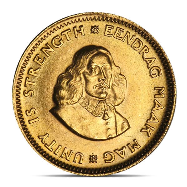 South African 1 Rand, .1177 Troy Oz. Actual Gold Weight