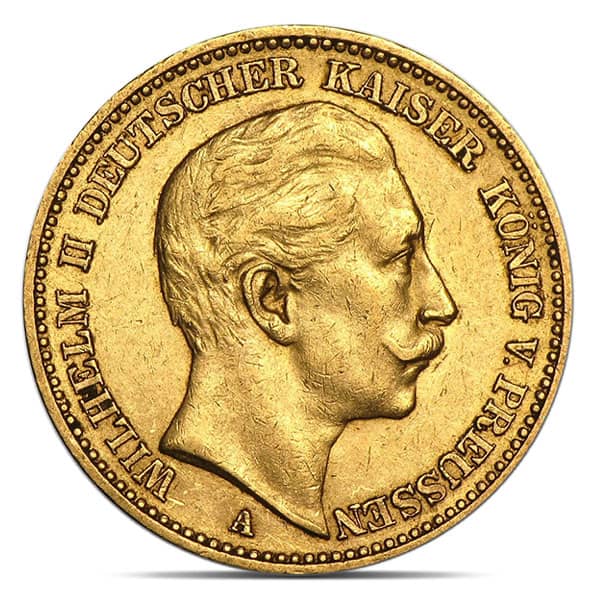 German 20 Mark Gold, .2304 Ounce Gold Coin