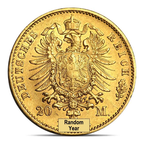 German 20 Mark Gold, .2304 Ounce Gold Coin (Design Our Choice)