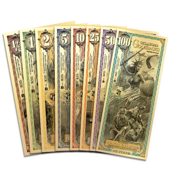 Oklahoma Goldback State Bundle - One .9999 Gold-Backed Bill of Each ...