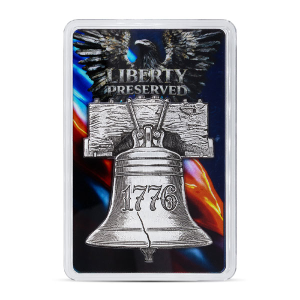 1776 Liberty Bell 1/2 Oz Silver 3D Bar (In Hard Plastic Assay)