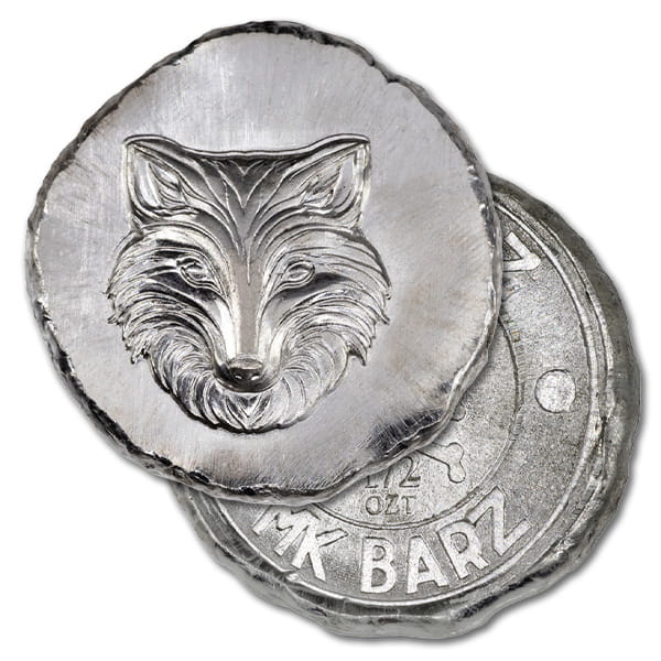 MK BarZ Fox Stamped Silver Round, 1/2 Troy Oz, .999 Pure