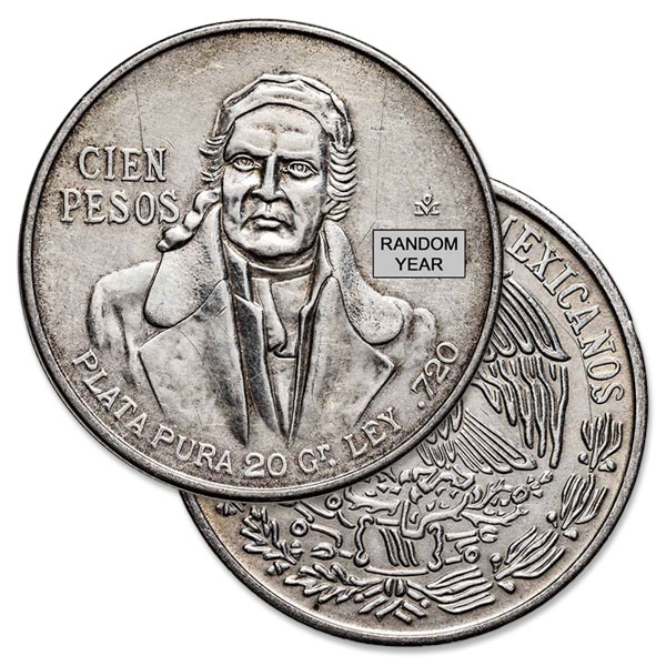 Mexican 100 Peso (Date Our Choice), .643 Ounces Silver Content