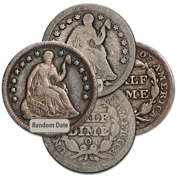 Seated Liberty Silver Half Dime - O Mint Mark (Good to Fine, Dates Our ...
