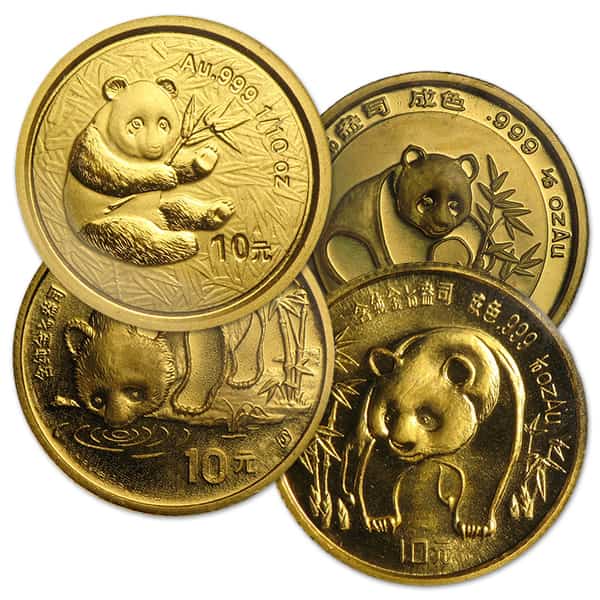 Chinese Panda, RANDOM Date .999 Gold, 1/10 Troy Ounce