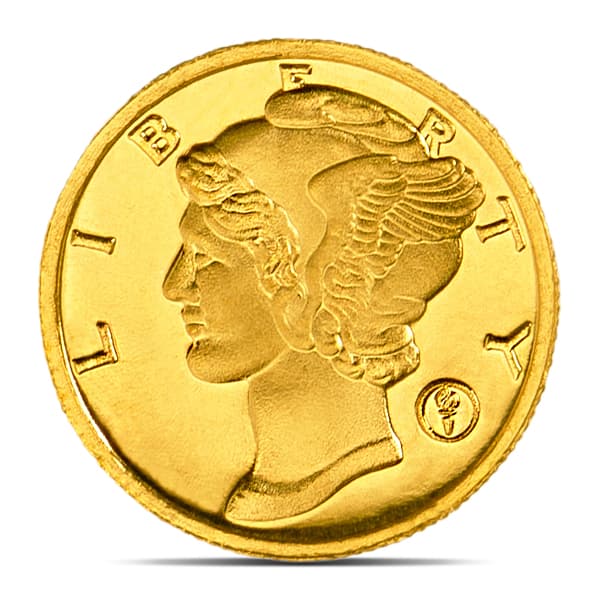 1/10th Ounce Gold Round - Mercury Design, .9999 Pure