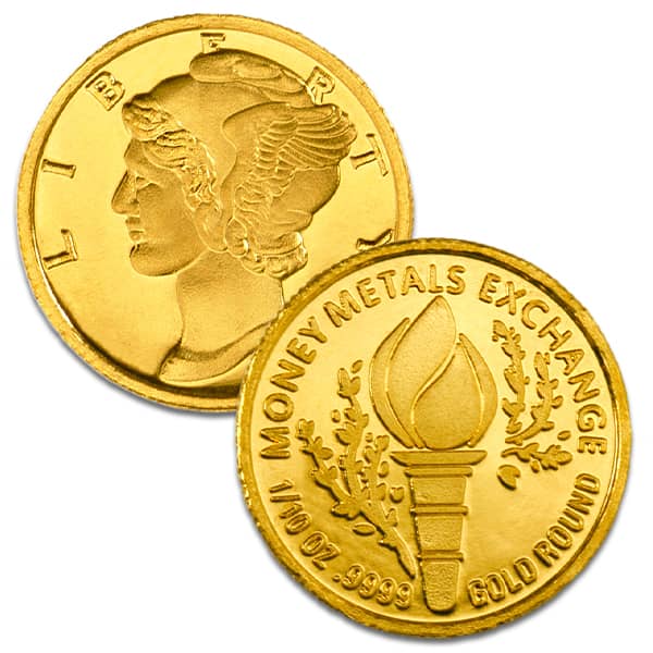 1/10th Ounce Gold Round - Mercury Design, .9999 Pure