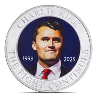 Charlie Kirk (Colorized) Round in Display Stand - 1 Troy Ounce, .999 ...