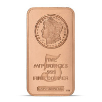 Copper BAR - $1000 Banknote Design, 1 AVDP Oz, .999 Pure Copper