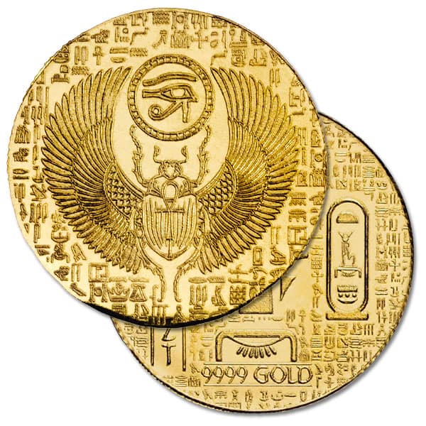 Egyptian Scarab 1/200 Oz Gold Round - .9999 Pure